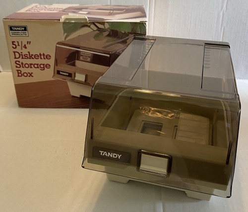 TANDY COMPUTER 5.25" Floppy Diskette Storage Box Case Holder 5 Dividers ...