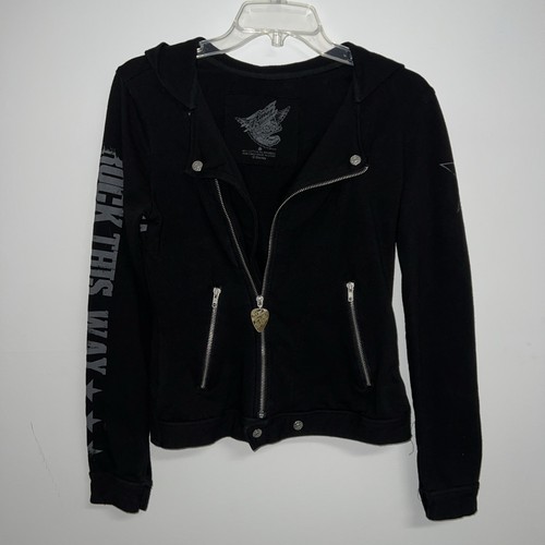 Disney Rockin Rollercoaster Aerosmith Rock This Way Black Moto Knit ...