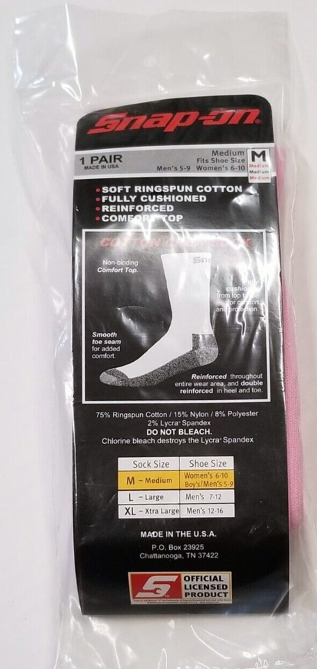 Women's Pink Snap On Tools CREW Socks Medium Made USA | eBay