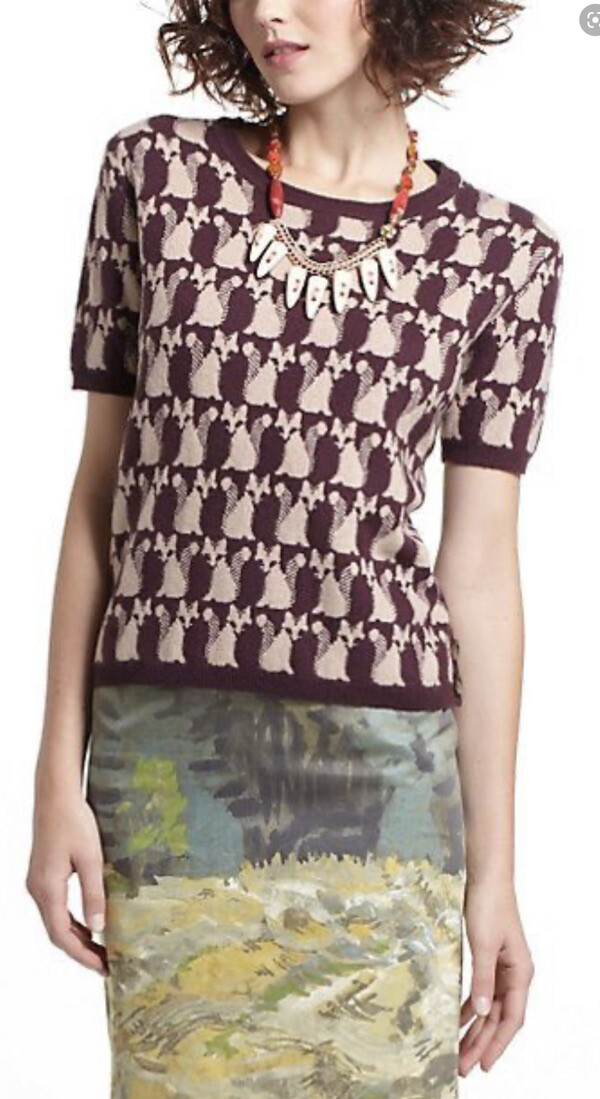 92. Anthropologie Orla Kiely Fox Intarsia Sweater US 2 UK6 NWT | eBay