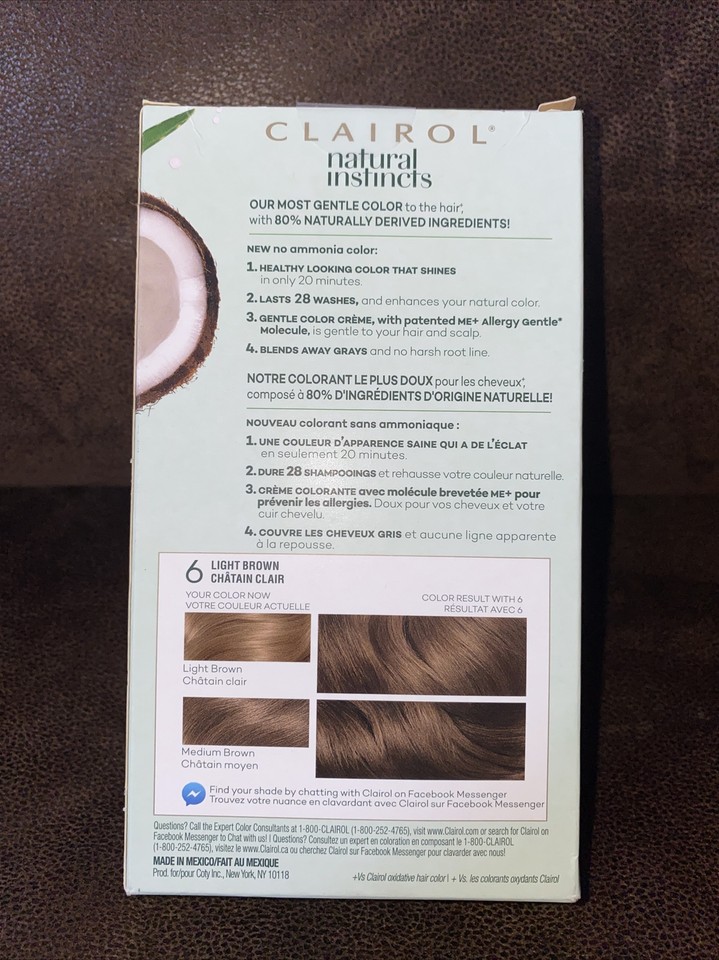 Clairol Natural Instincts Hair Color 6 LIGHT BROWN all Natural No ...
