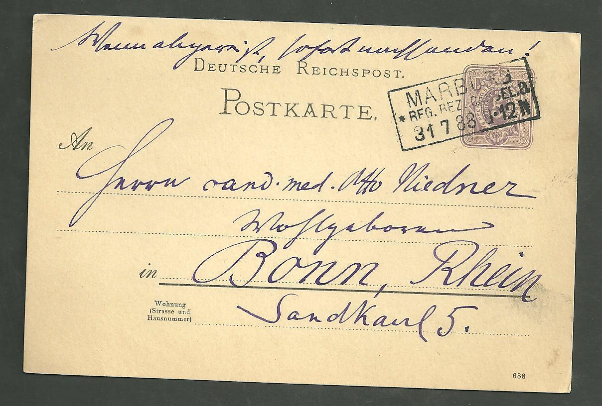 1888 Early german postal card postcard deutsche reichspost postkarte ...
