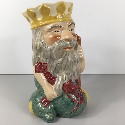 Shorter & Son Toby Jug Pitcher Father Neptune Seahorse Lobster Mermaid ...