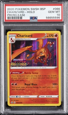 2020 POKEMON SWSH BLACK STAR PROMO PRERELEASE #066 CHARIZARD-HOLO PSA ...