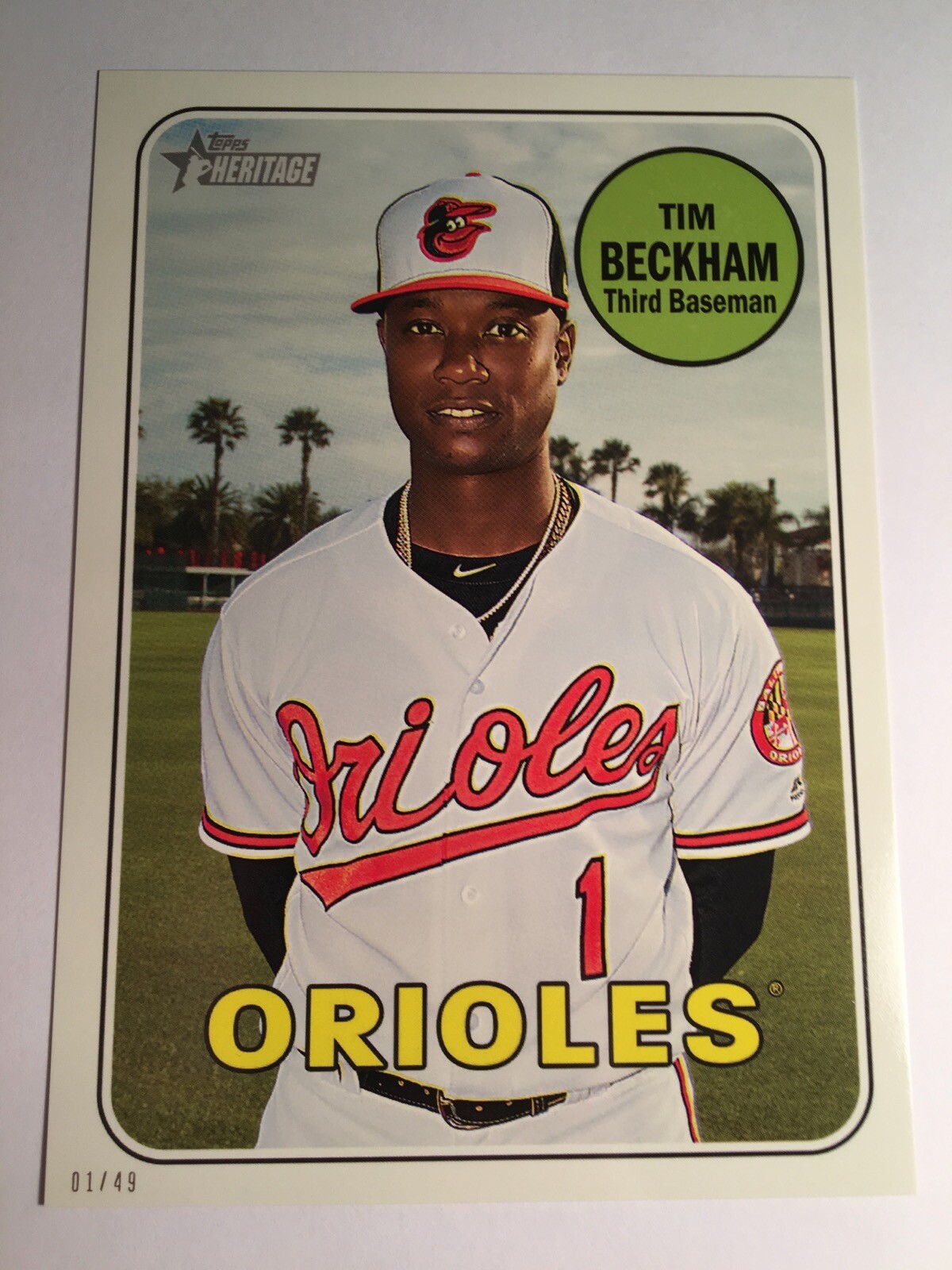 2018 Topps Heritage High Number Jumbo 5x7 Tim Beckham Orioles 616 01/49 ...