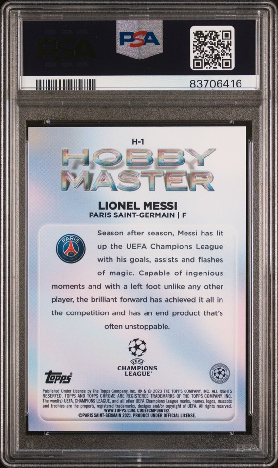 2022-23 Topps Chrome UCC UEFA Lionel Messi Hobby Master PSA 10 - #H-1 ...