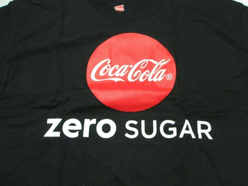 Coca-Cola Black Zero Sugar T-shirt Tee with Red Disc Size L | eBay