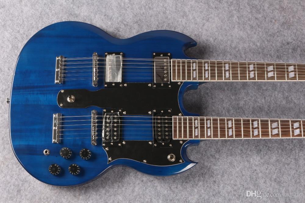 12 & 6 Strings 1275 Double Neck Ocean Blue Electric Guitar Humbucker ...
