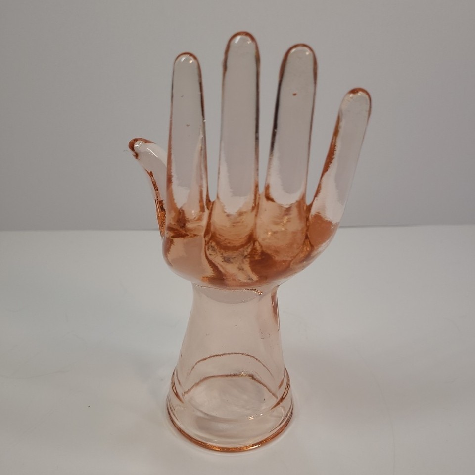 Vintage Pink Glass Hand Ring Holder Jewelry Display Stand 8"T | eBay