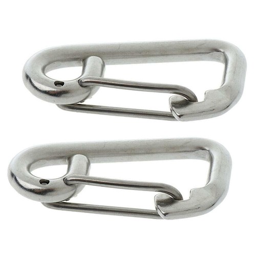2Pc 8*80mm Stainless Steel Spring Snap Hook Clips Quick Link Carabiner ...