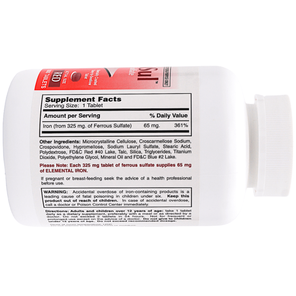 Major FeroSul 325 mg Ferrous Sulfate Iron Supplement - 1000 Red Tablets ...