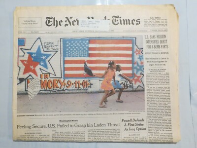 The New York Times September 8 2002 in Memory of 9/11 Hussein Bomb ...