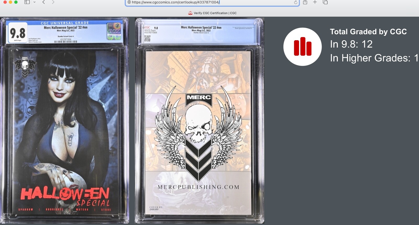 Merc Halloween Special with a Shikarii Elvira Cosplay cover graded by ...