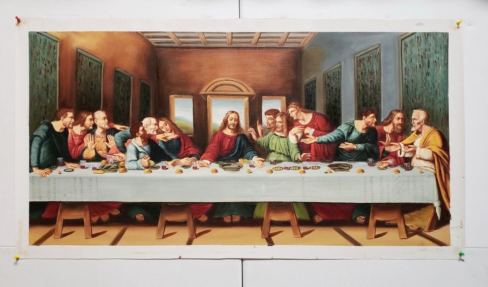 Last supper, Michelangelo, 24x48, Oil Painting Reproduction on Giclee ...