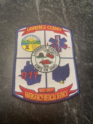 Lawrence County OH Ohio AMBULANCE Iron ON PATCH RARE 5” LOGO EMT EMS ...