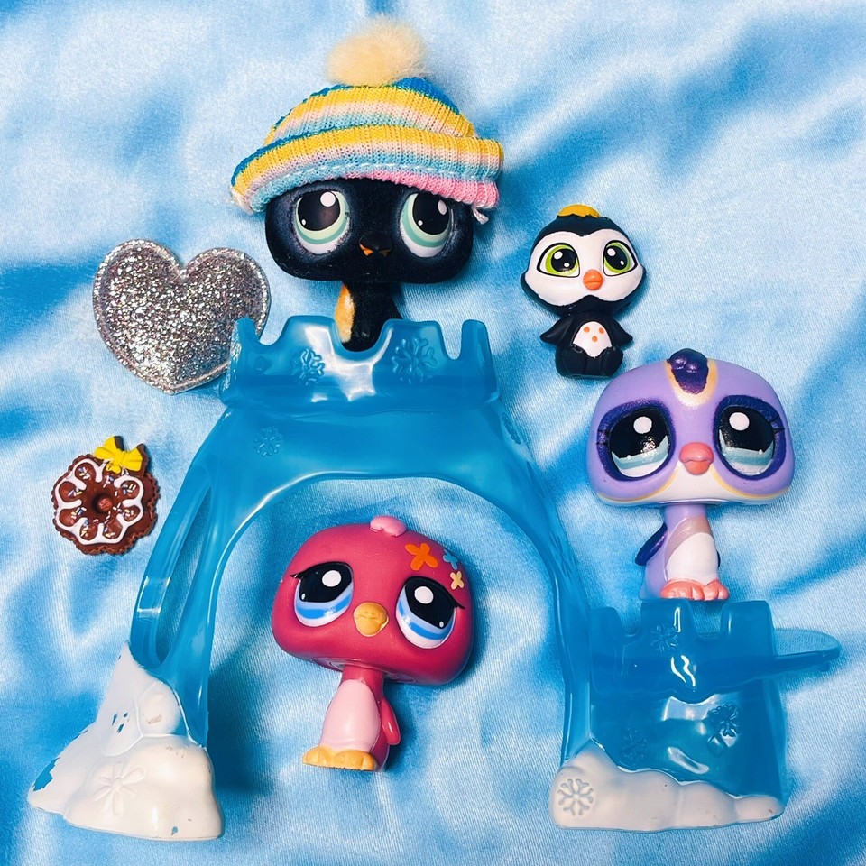 Authentic Littlest Pet Shop LPS 333 1085 1448 Purple Black Penguin Bird ...