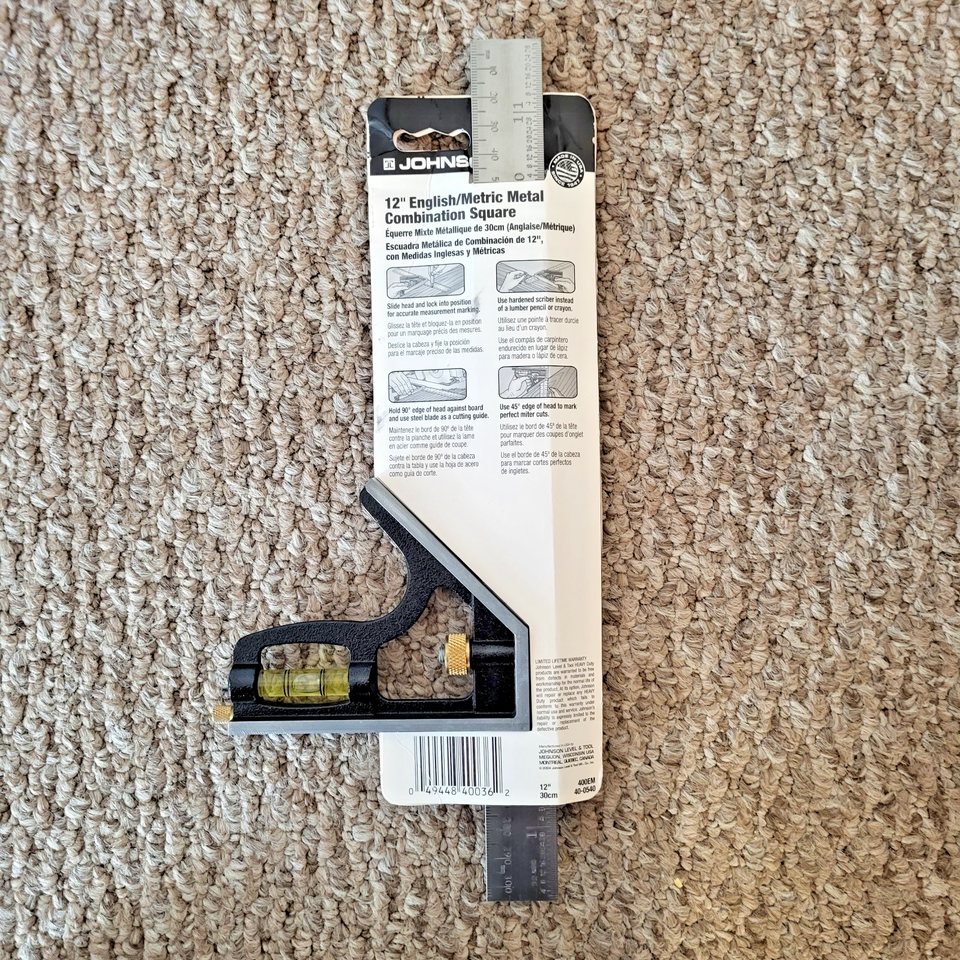 Johnson heavy Duty 12" English/Metric Metal Combination Square - 400EM ...