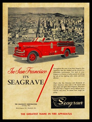 Seagrave - San Francisco Fire Dept NEW Metal Sign 24"x30" USA STEEL XL ...