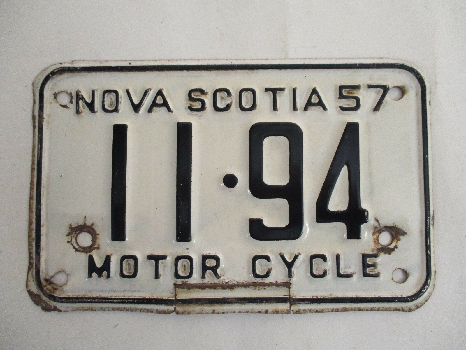 1957 Nova Scotia Motorcycle License Plate Tag | eBay