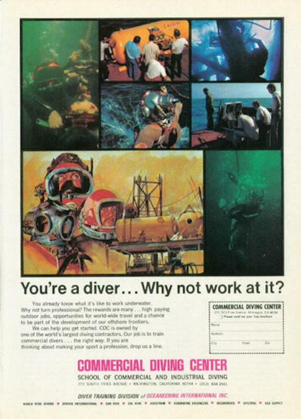 1973 Commercial Diving Center School Training PRINT AD Scuba Deep Sea ...