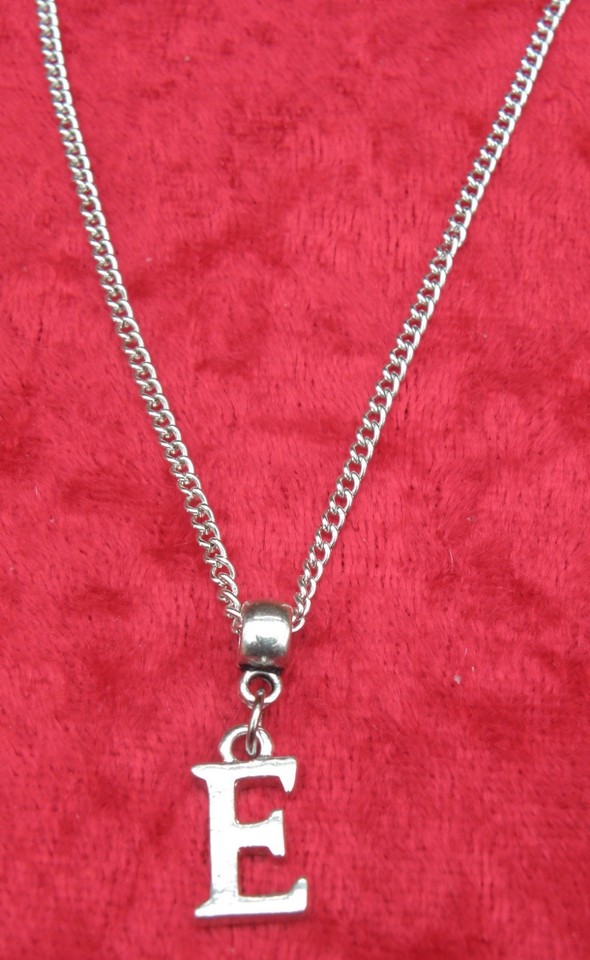 Alphabet Letter E Pendant Necklace 18" or 24 Inch Chain Name Initial ...
