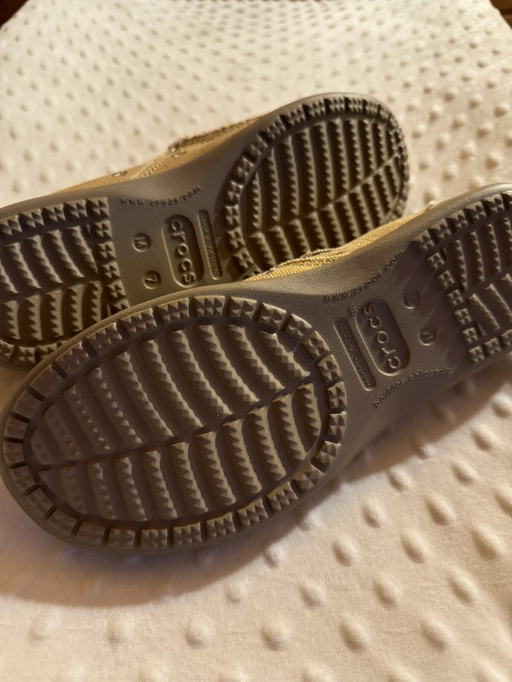 Crocs Men's Size 7 Santa Cruz Loafer Slip on 10128-261 Canvas Khaki NEW ...
