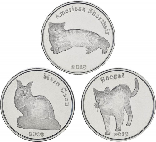 Stroma Island 3 Coin Set 2019 Cats - Bengal, Maine Coon, American ...