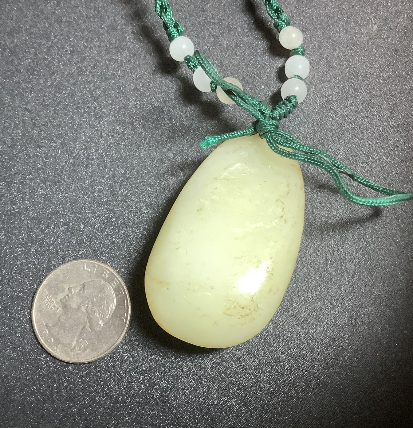 Vintage Asian Carved Green Jade Tiger Amulet On Adjus… - Gem