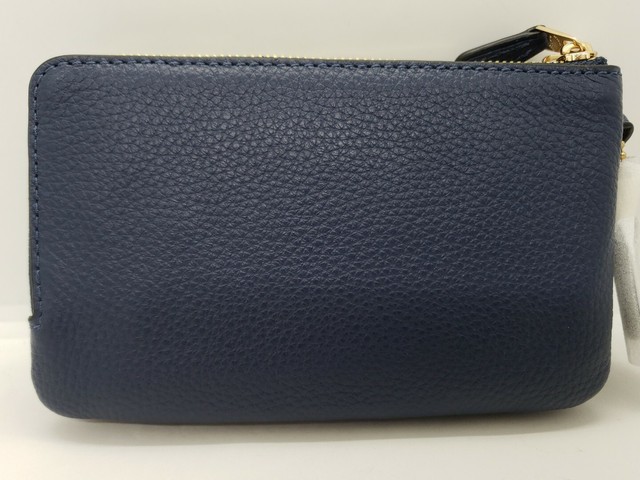 Coach 6649 Double Corner Zip Wristlet Refined Pebble Leather Deep ...