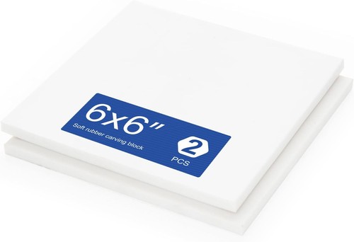 White Rubber Carving Block, 6" x 6" Easy Cut Lino Blocks, Soft Linoleum ...