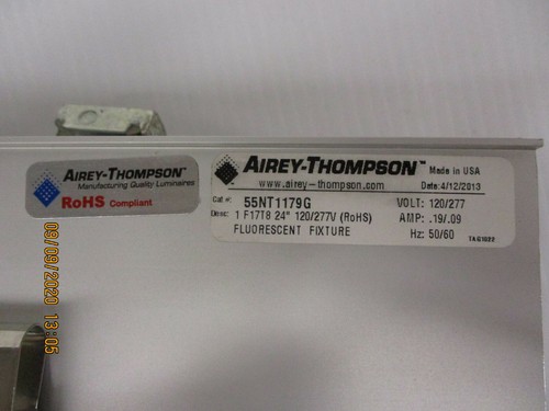 New. Airey-Thompson 55NT1179G F17T8 24" Fluorescent Fixture 120/277 ...