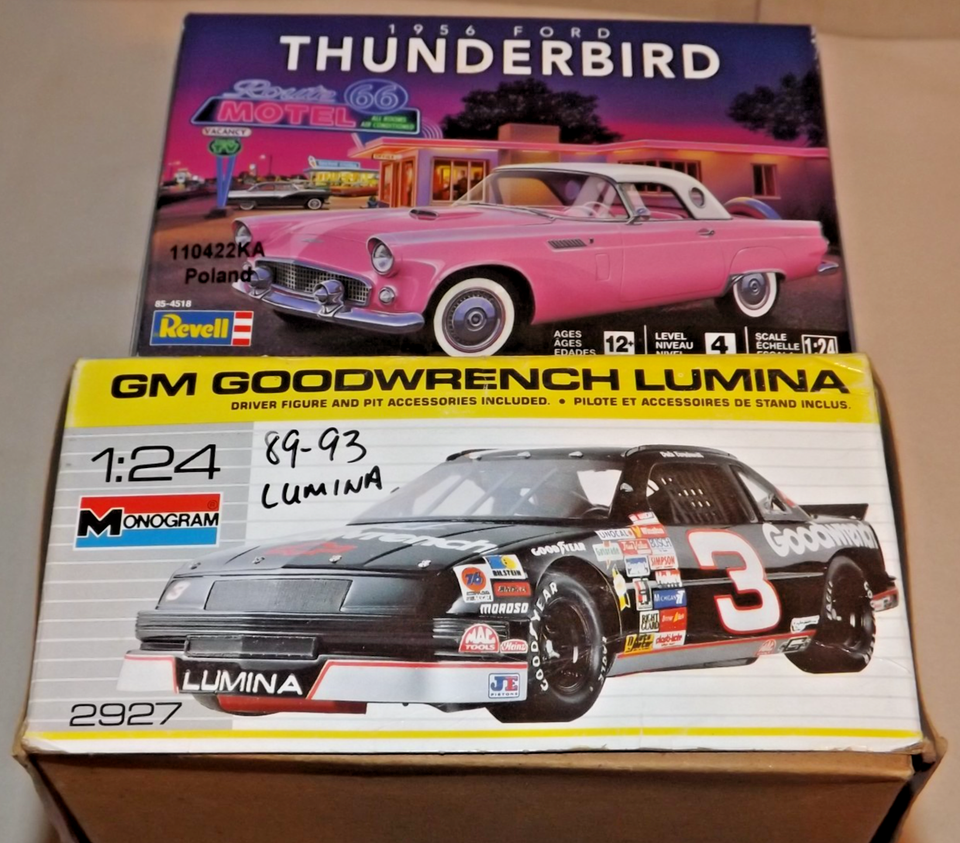 Lot 2 Model Car Kits Revell '56 Ford Thunderbird & Dale Earnhardt Chevy ...