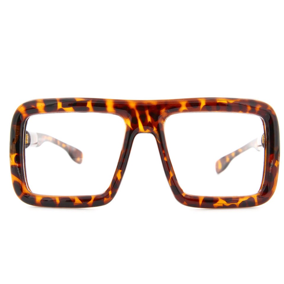 Large Thick Retro Nerd Bold Big Oversized Square Frame Clear Lens ...