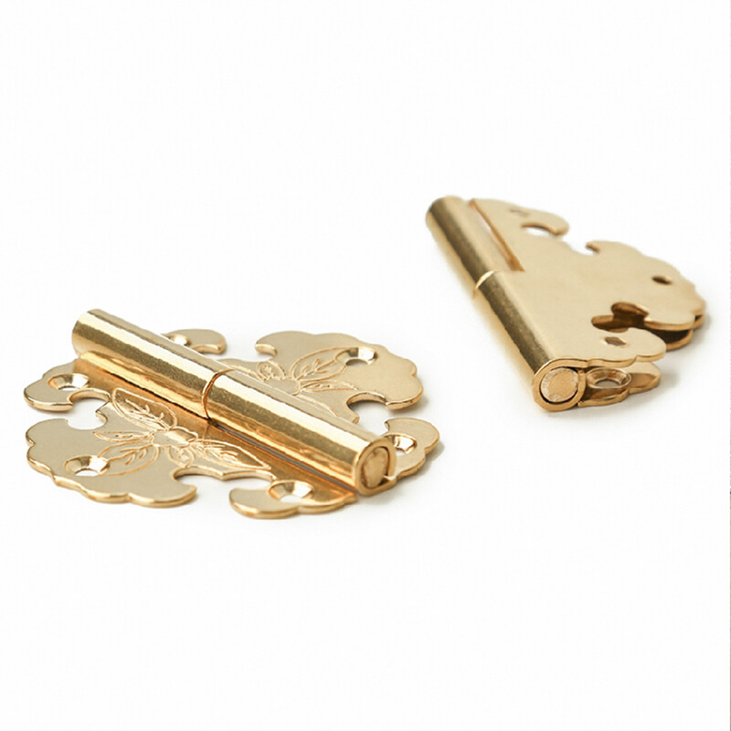 HOT 4Pair Brass Furniture Hinges Exquisite Carved Chest Wood Case Gift ...