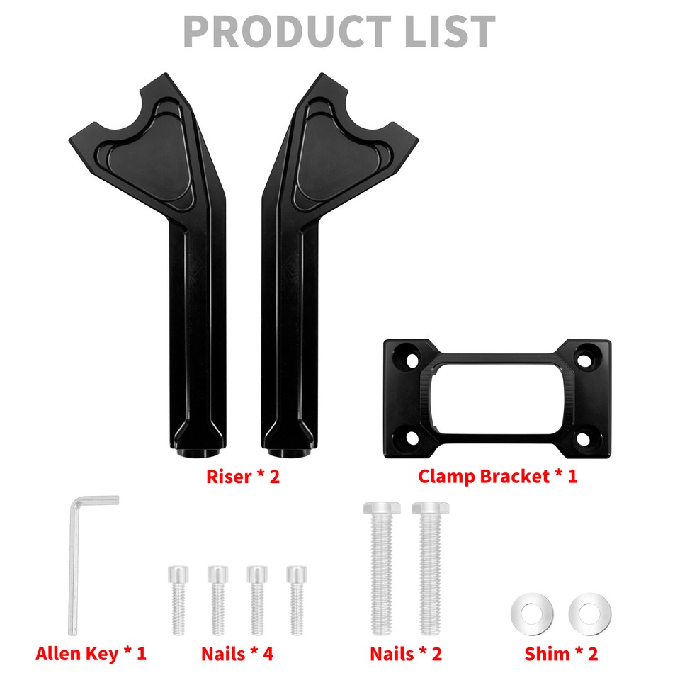 2018-2023 Harley Softail FLSB FXBB 1" Handlebar Riser 8" Black Gauge ...