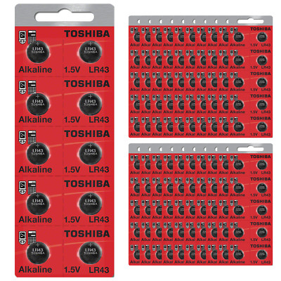 Toshiba LR43 (186) 1.5V Alkaline Button Cell Battery (500 Batteries) | eBay