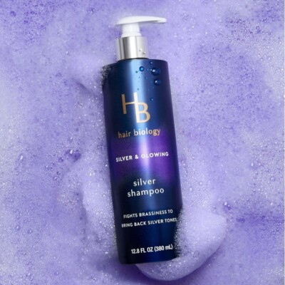 HB Hair Biology Silver and Glowing Purple Shampoo for Silver and Gray ...