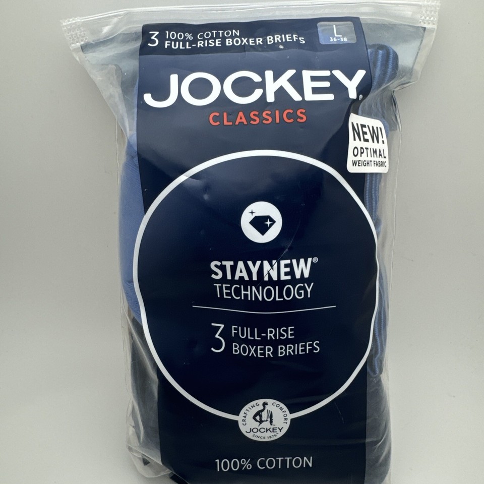 Jockey Mens L Blue full cut woven boxers classics cotton blend GR67 | eBay