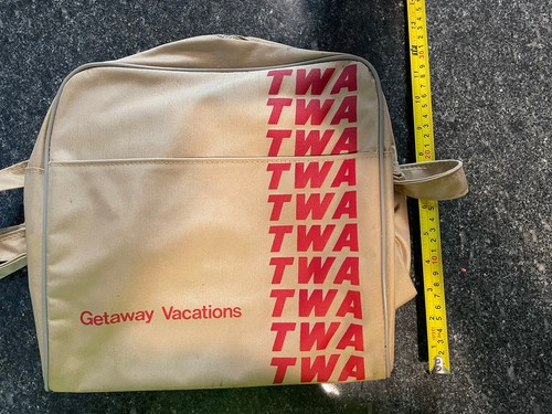 Vintage TWA GETAWAY VACATIONS Overnight Bag Travel Zipper Adjustable ...