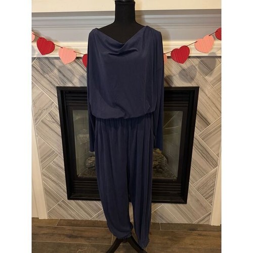 Saturday Sunday Anthropologie Dylan Cowl-Neck Jumpsuit Color Navy | eBay