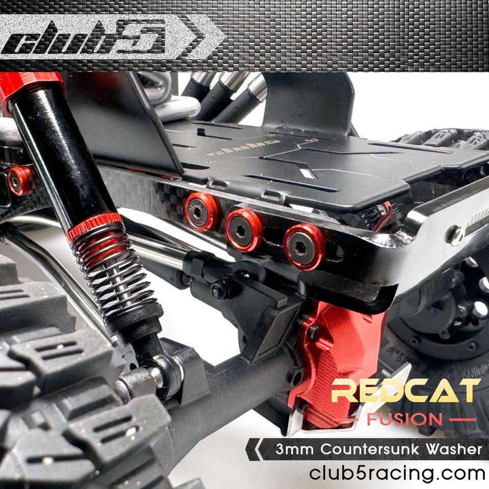 3mm Countersunk Washer for Redcat Fusion ( Aluminum, 10 pcs Red w ...