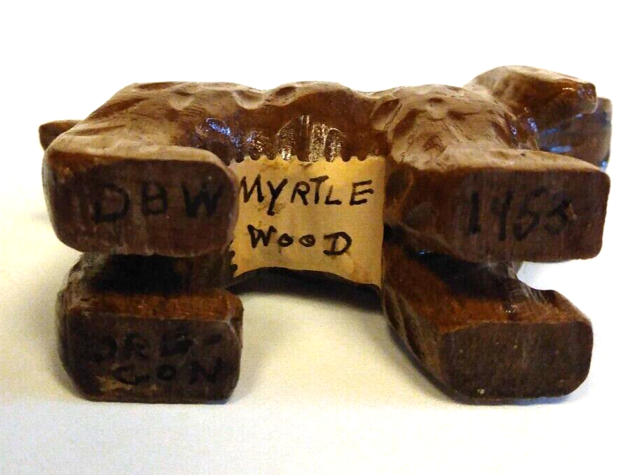 Vintage Myrtle Wood Hand-Carved Dog Hound Dog 2.25" T Figurine Signed ...
