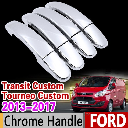 FORD TRANSIT CUSTOM DOOR HANDLE COVER 2013+ SET OF 4 STAINLESS STEEL ...