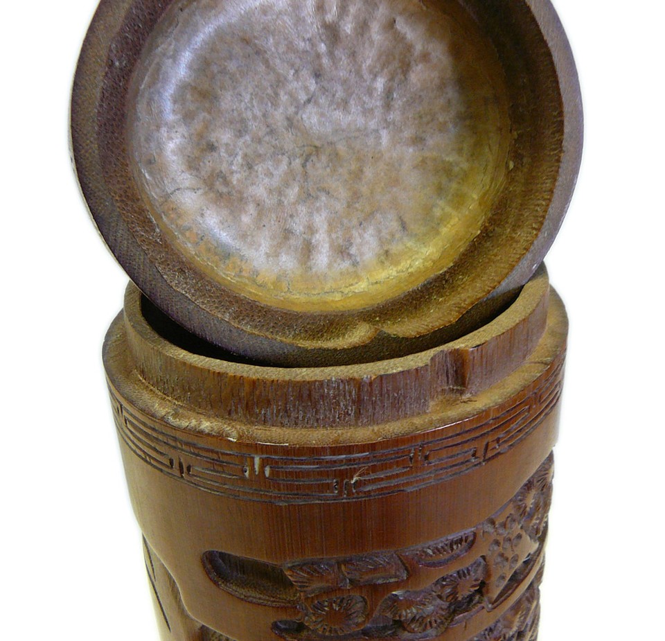 Chinese Bamboo Carved Scenery Column Shape Container cs695-13 | eBay