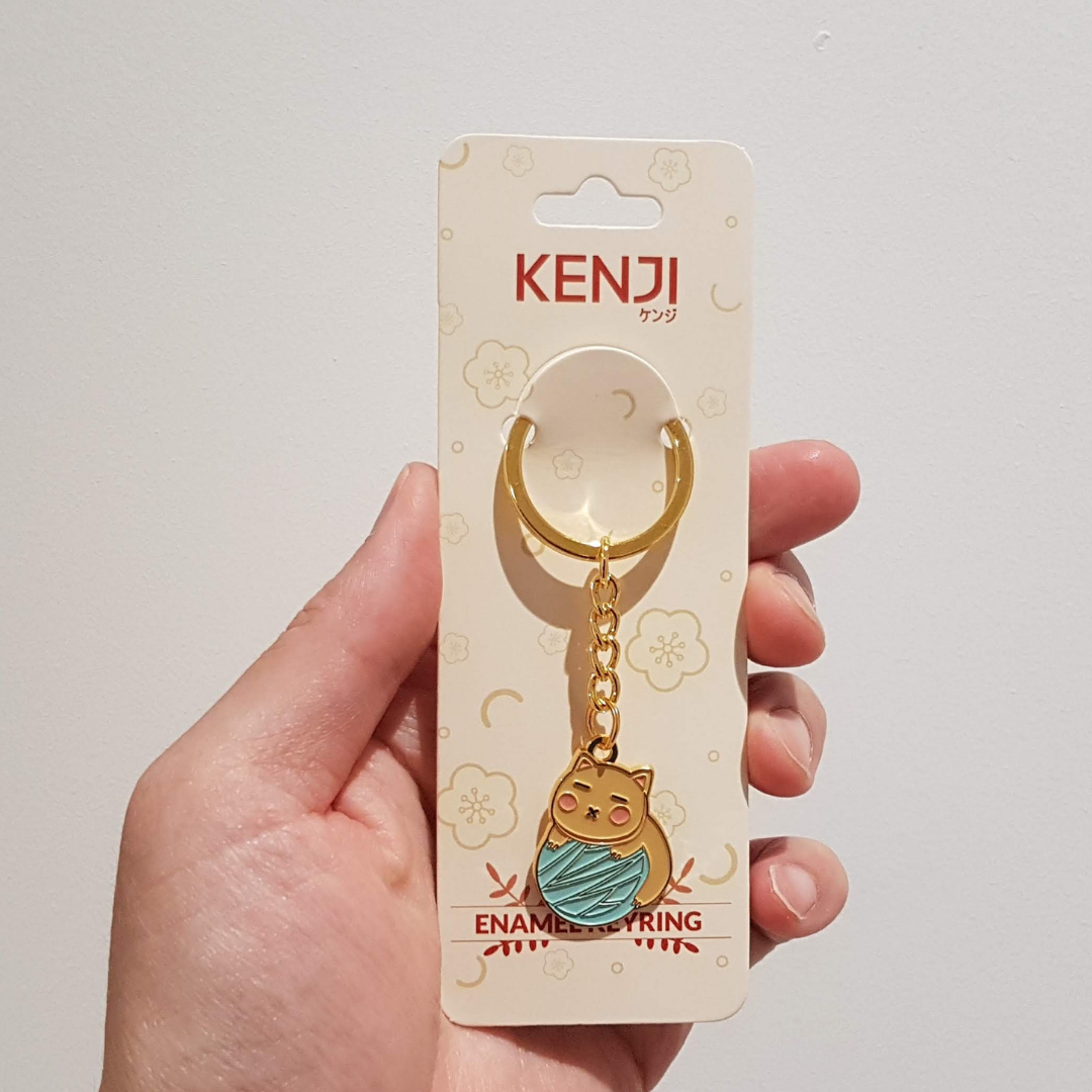 Playful Cat Enamel Keyring Cartoon Cute Kawaii Kenji | FREE UK Shipping ...