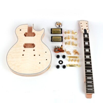 DIY 6 Six String Electric Guitar Kit Rosewood Fretboard Quilted Maple ...