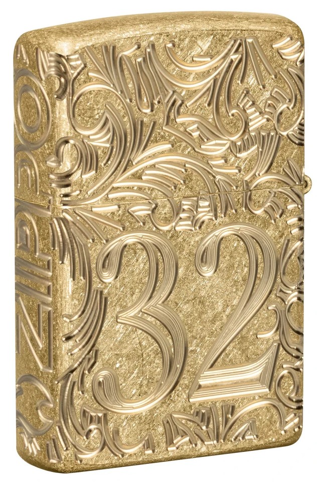 Zippo Lighter 1932 Filigree Design MultiCut Armor® Tumbled Brass Gas ...