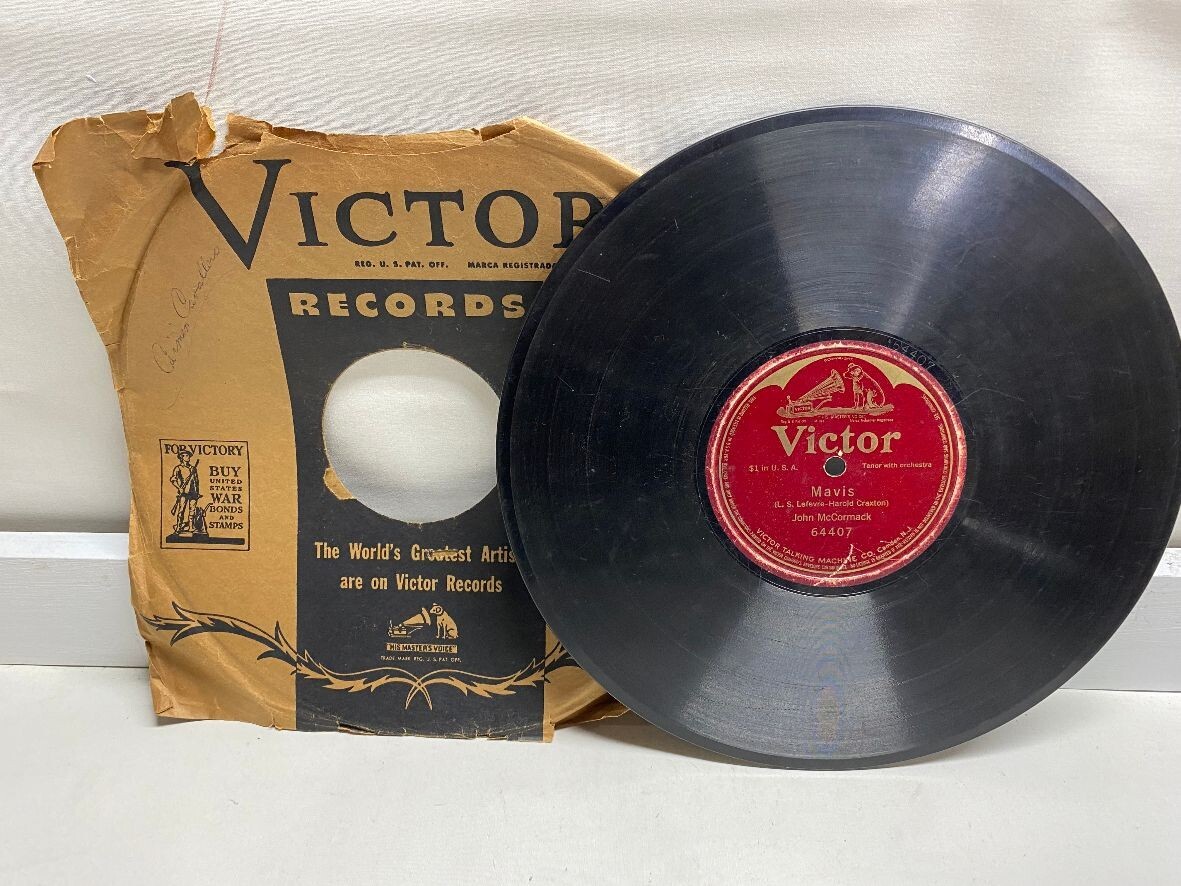 John McCormack singing "Mavis" 78rpm Victrola 10" Record ~ 1914~ SINGLE ...