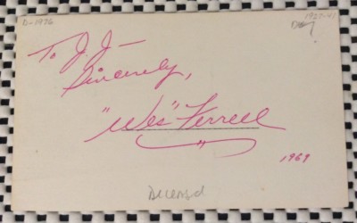 Wes Ferrell Autographed / Signed 3x5 Card Boston Red Sox | eBay