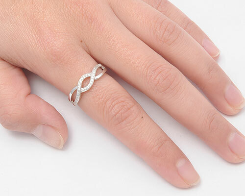 Triple Infinity Knot Ring Sterling Silver 925 Clear CZ Height: 6 mm ...
